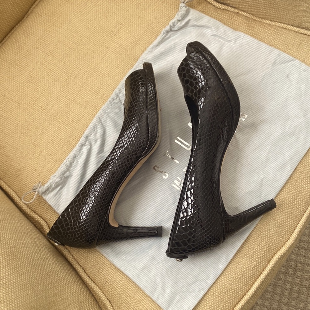 Black Patent Snake Stuart Weitzman Heels - Gem